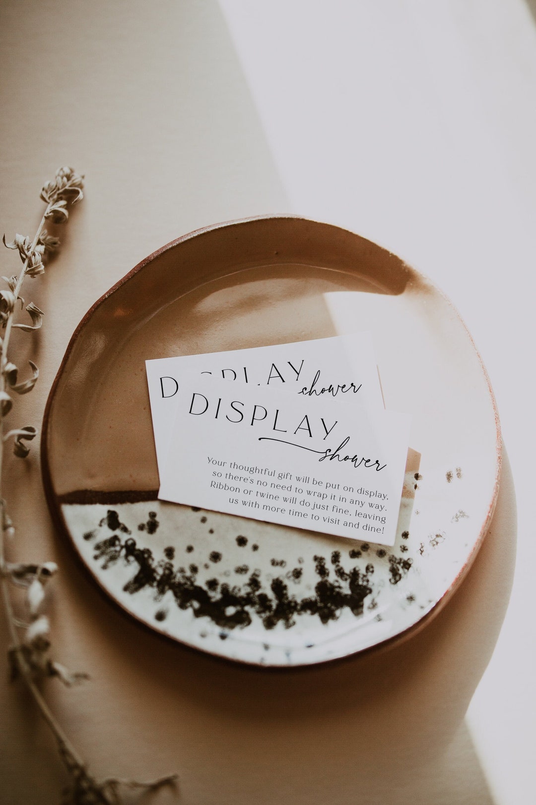 Minimalist Display Shower Card, Modern Display Shower Card, Boho Bridal ...