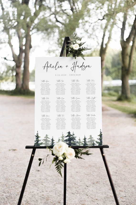 Pine Seating Chart Poster Woodland Mountain Printable - Etsy