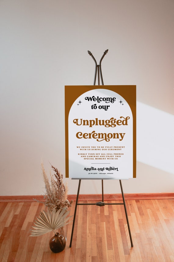 Retro Unplugged Ceremony Sign Template Unplugged Ceremony - Etsy