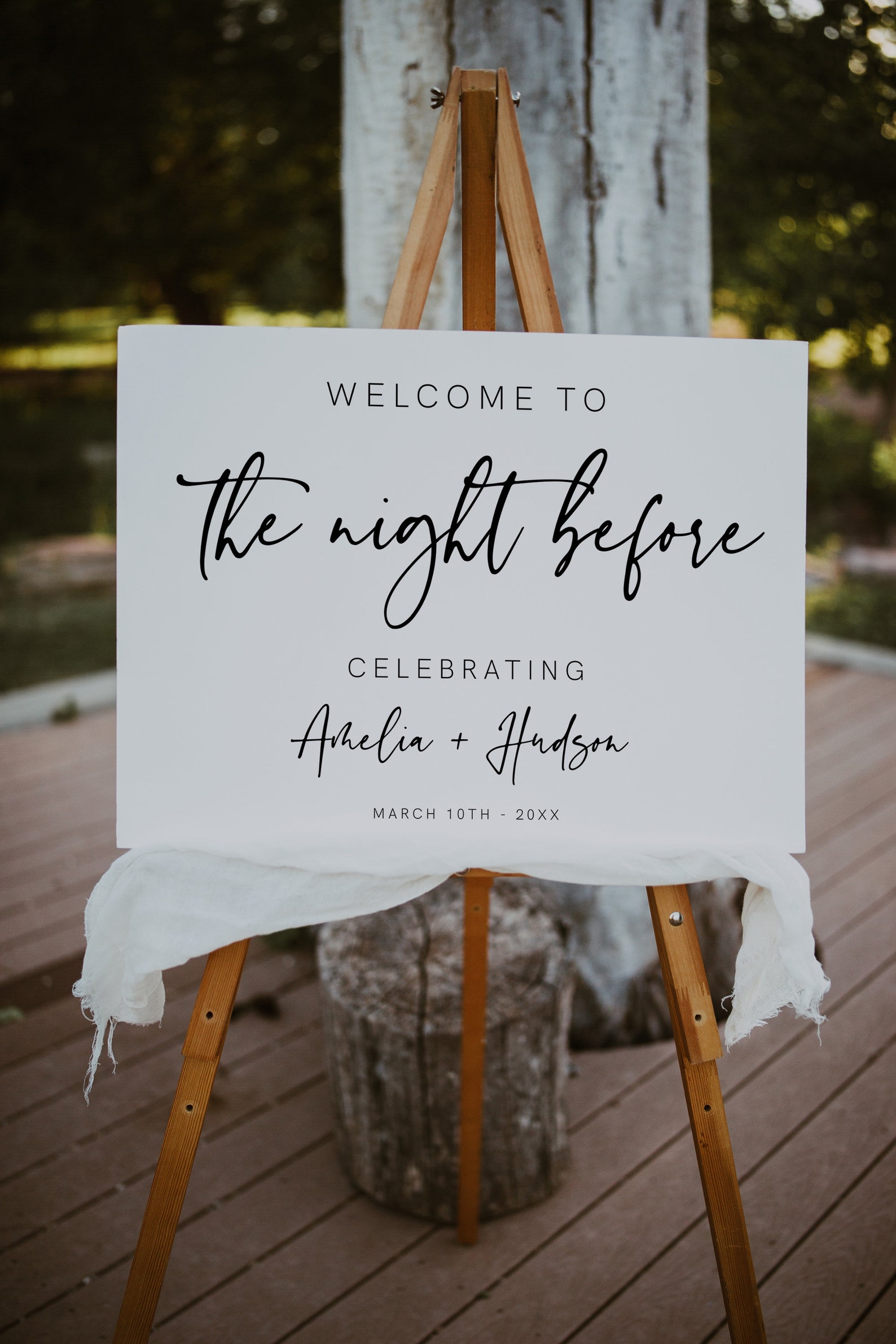 The Night Before Rehearsal Dinner Welcome Sign, Modern Minimalist Black ...