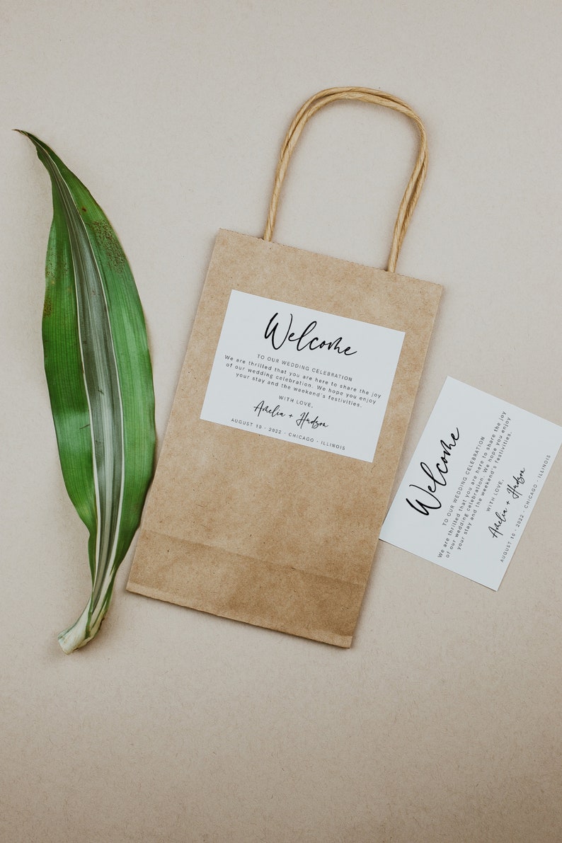 Modern Welcome Bag Label Template, Wedding Welcome Bag Note, Minimalist ...