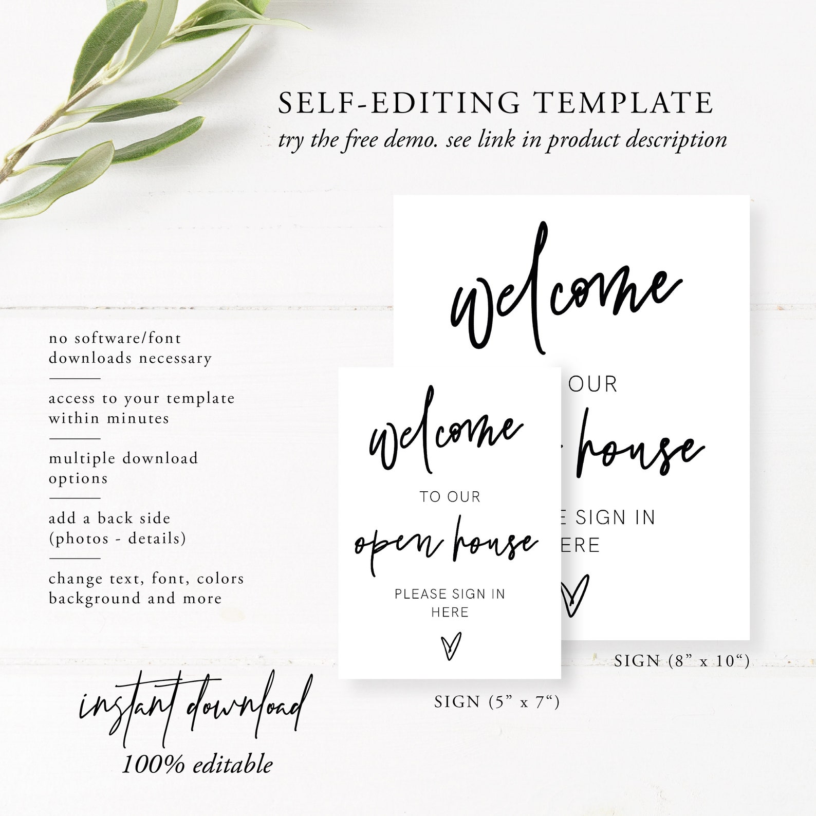 Open House Sign in Welcome Sign Template, Printable Sign for Realtors ...