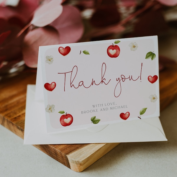 Apple Thank You Card - Etsy