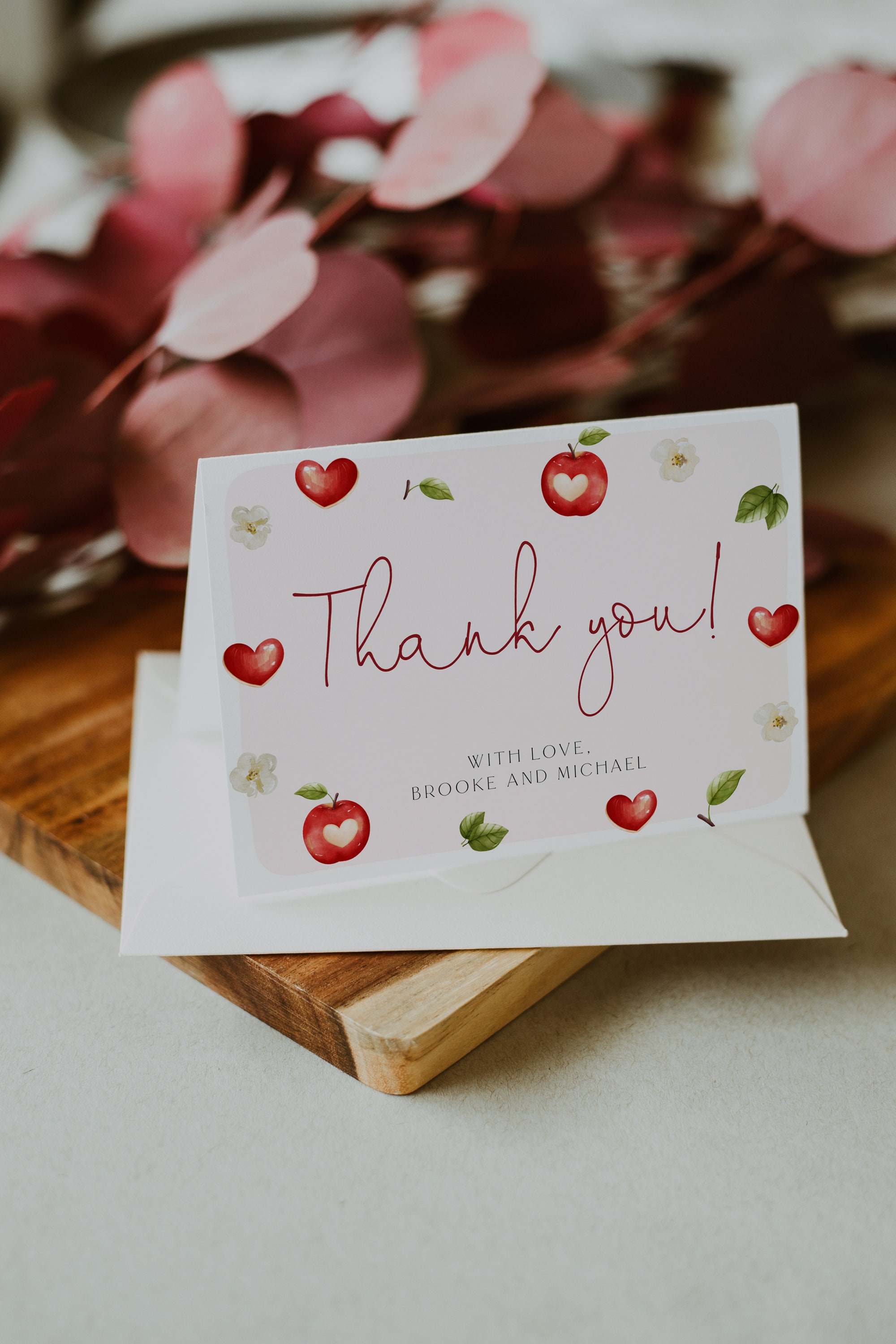 Apple Thank You Card Template, Folded , Editable Apple of Our Eye Baby ...