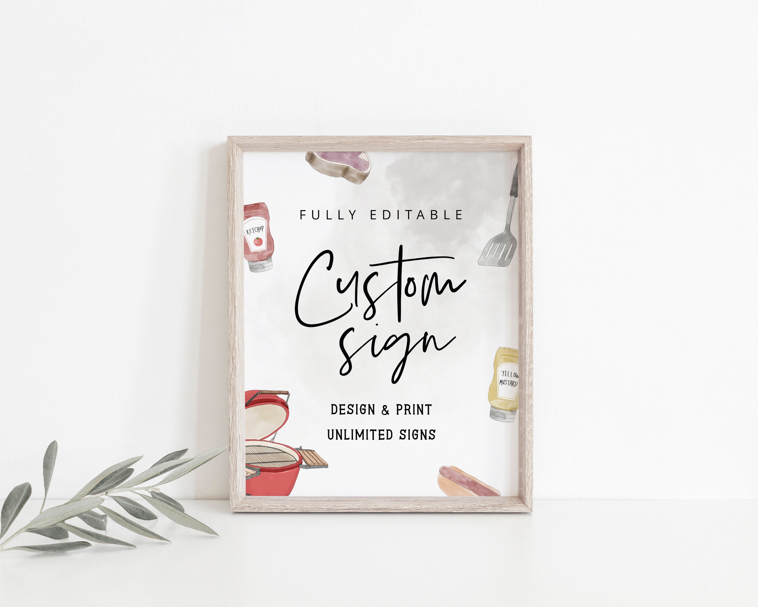 BBQ Custom Sign Template BBQ Baby Shower Sign Table Sign - Etsy