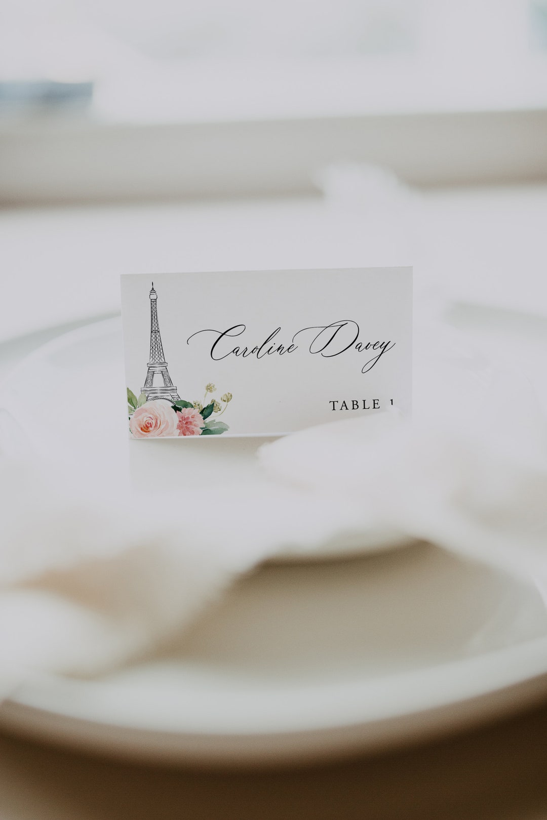 Paris Place Card Template, French Theme Escort Cards, Eiffel Tower ...