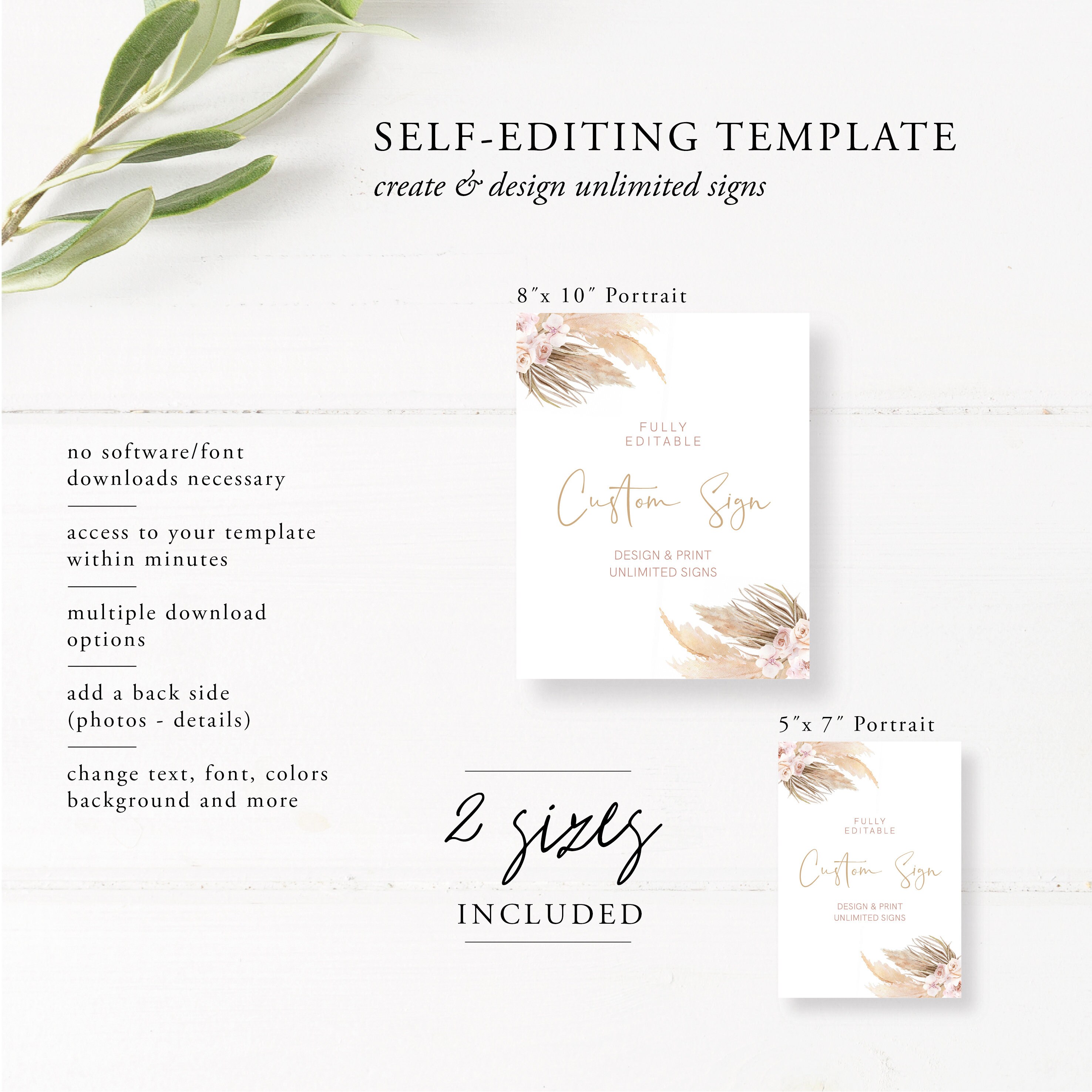 Pampas Grass Custom Sign Bohemian Wedding Baby Shower Sign - Etsy