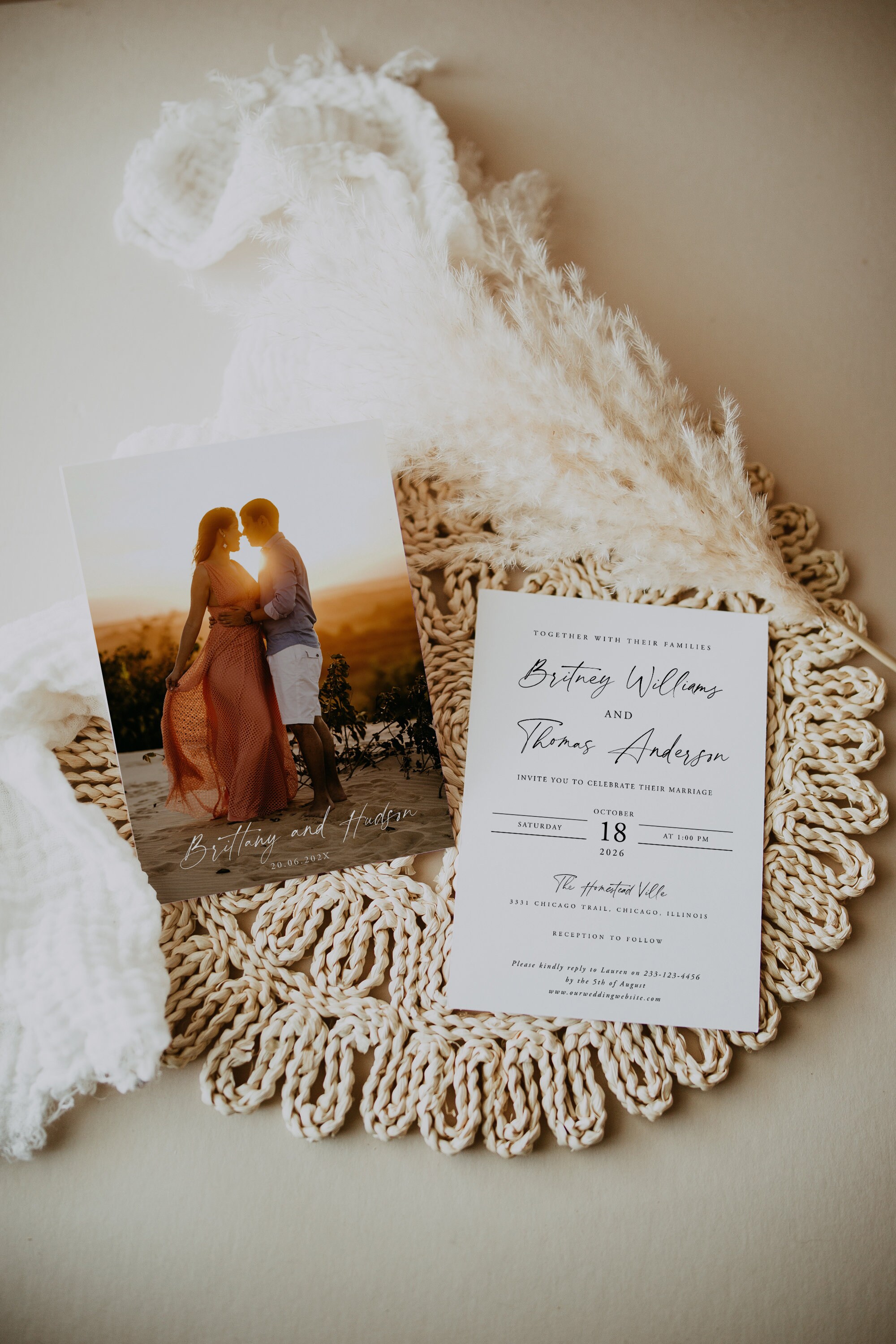 Photo Wedding Invitation Set, Minimalist, Simple, Modern Wedding Invite ...