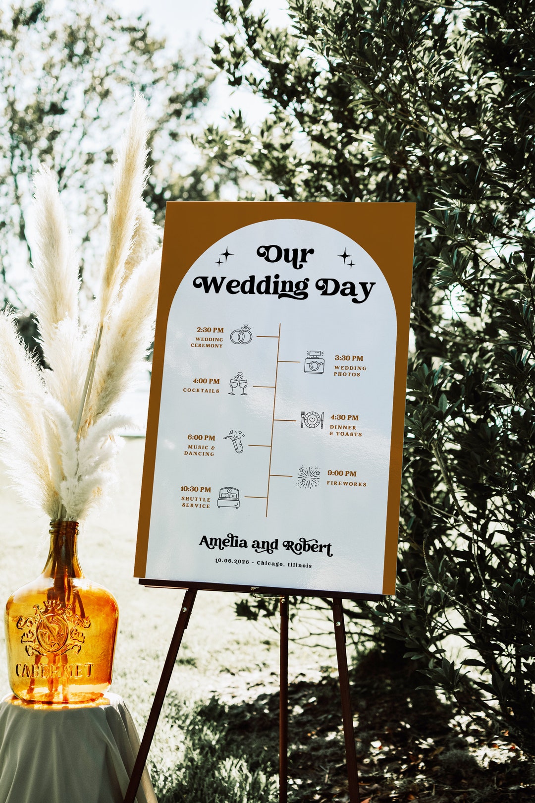 Retro Wedding Timeline Template, Printable Timeline With Wedding Day ...