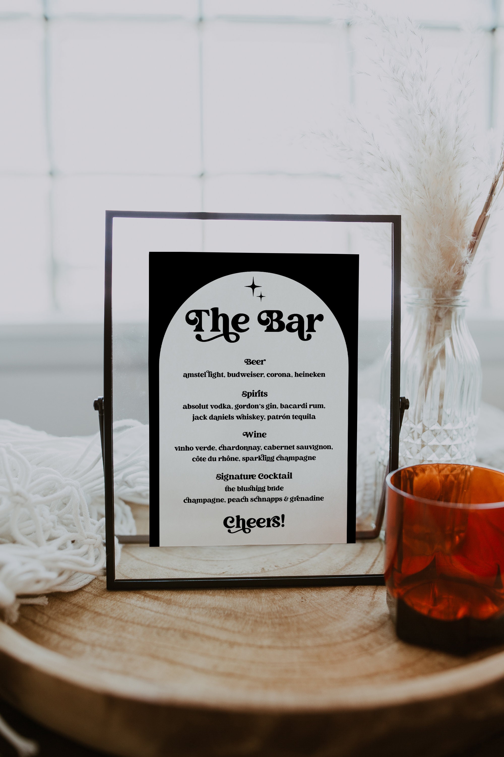 Wedding Bar Menu Template Retro Bar Menu Wedding Sign Groovy - Etsy