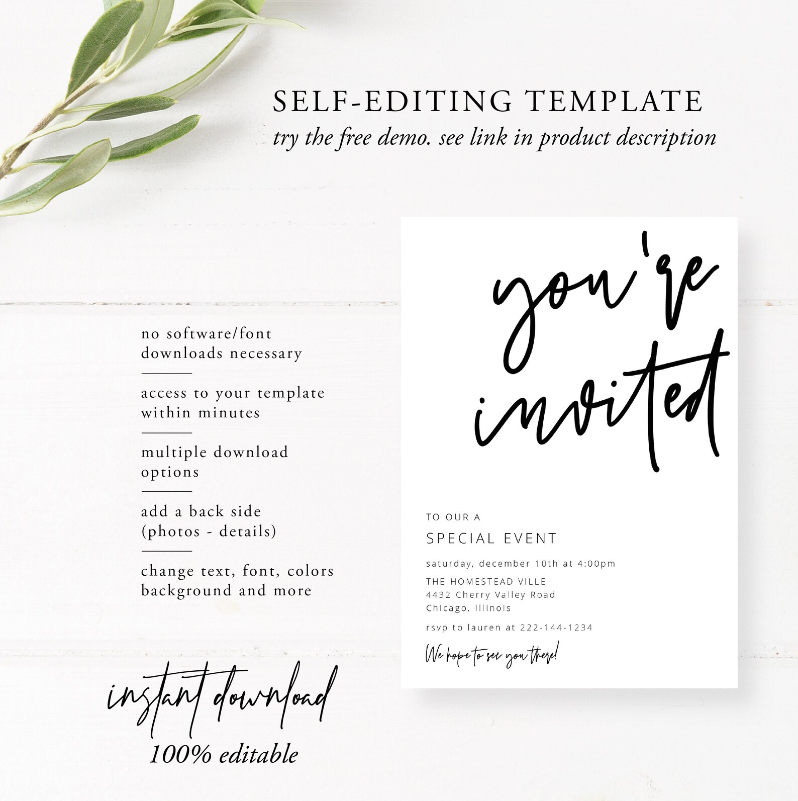 Modern Business Invitation Template, Minimalist You're Invited, Special ...