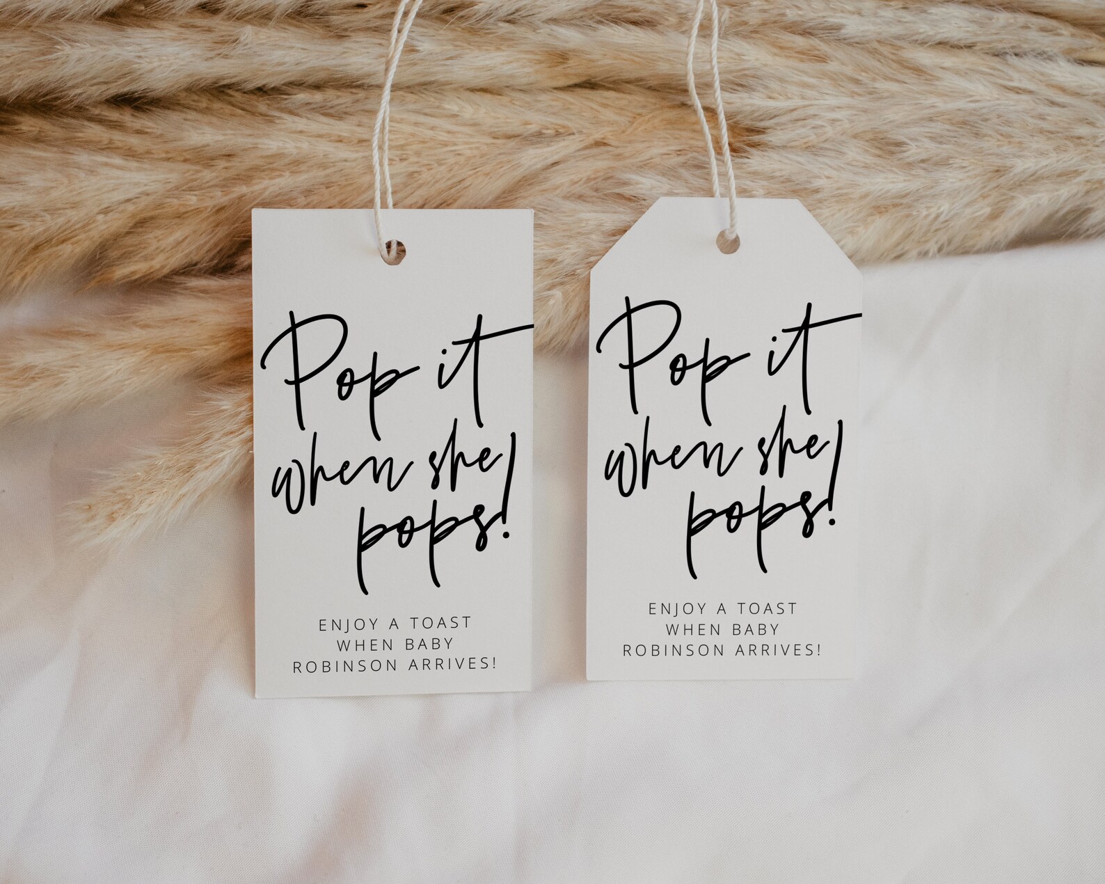 Pop It When She Pops Tag Template Printable Modern Baby - Etsy