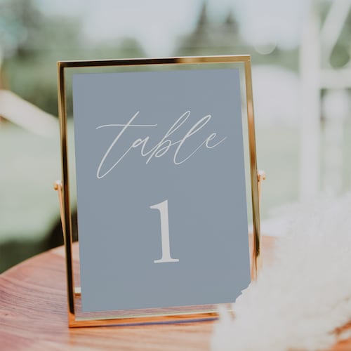 Dusty Blue Table Number Card Template Dusty Blue Wedding - Etsy