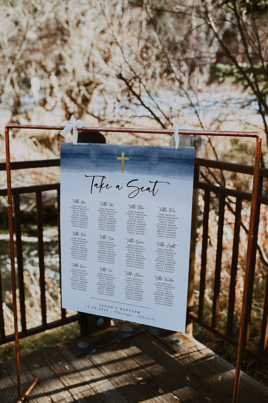 Baptism Seating Chart Poster Blue Baptism Printable Baptism | Etsy