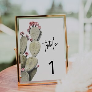 Cactus Table Number Card Template, Cactus Wedding Table Number, Desert ...