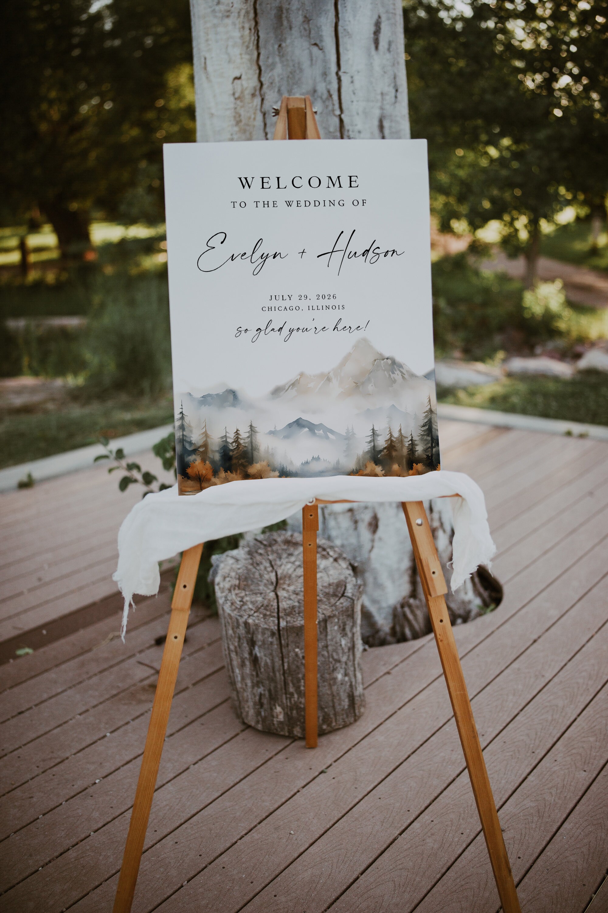 Mountain Welcome Sign, Woodland, Printable Wedding Rustic Mountain ...