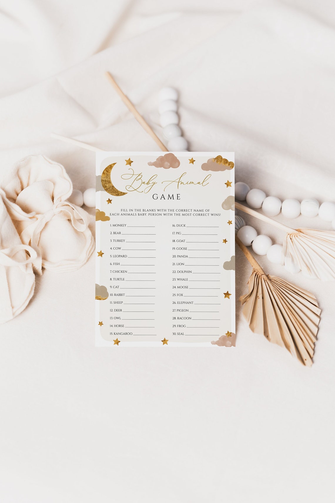Baby Animal Game, Boho Baby Shower Game, Animal Game, Gender Neutral ...