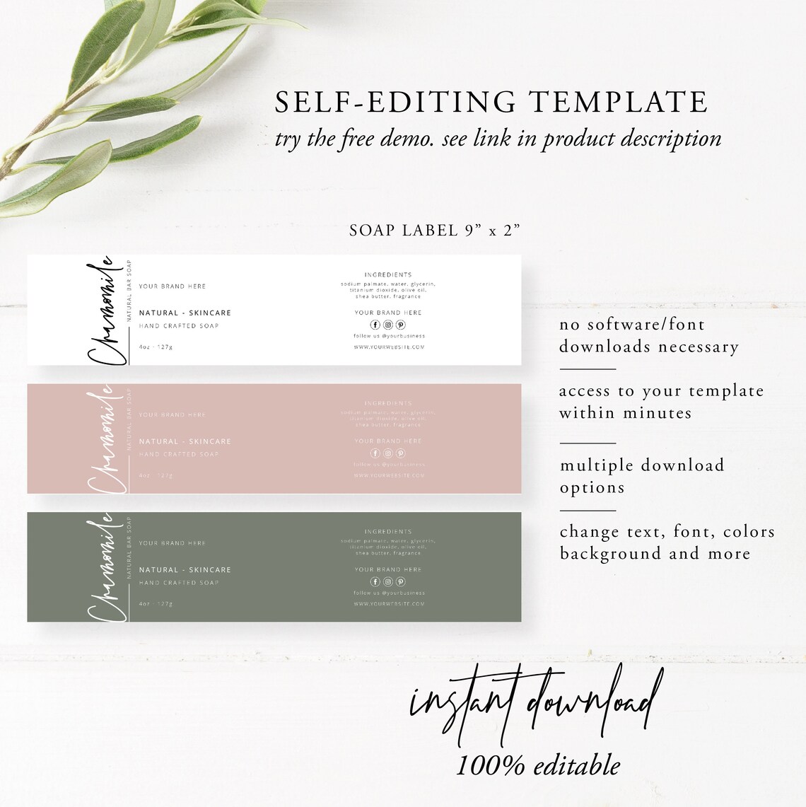 Modern Soap Label Template Editable Soap Label Template - Etsy