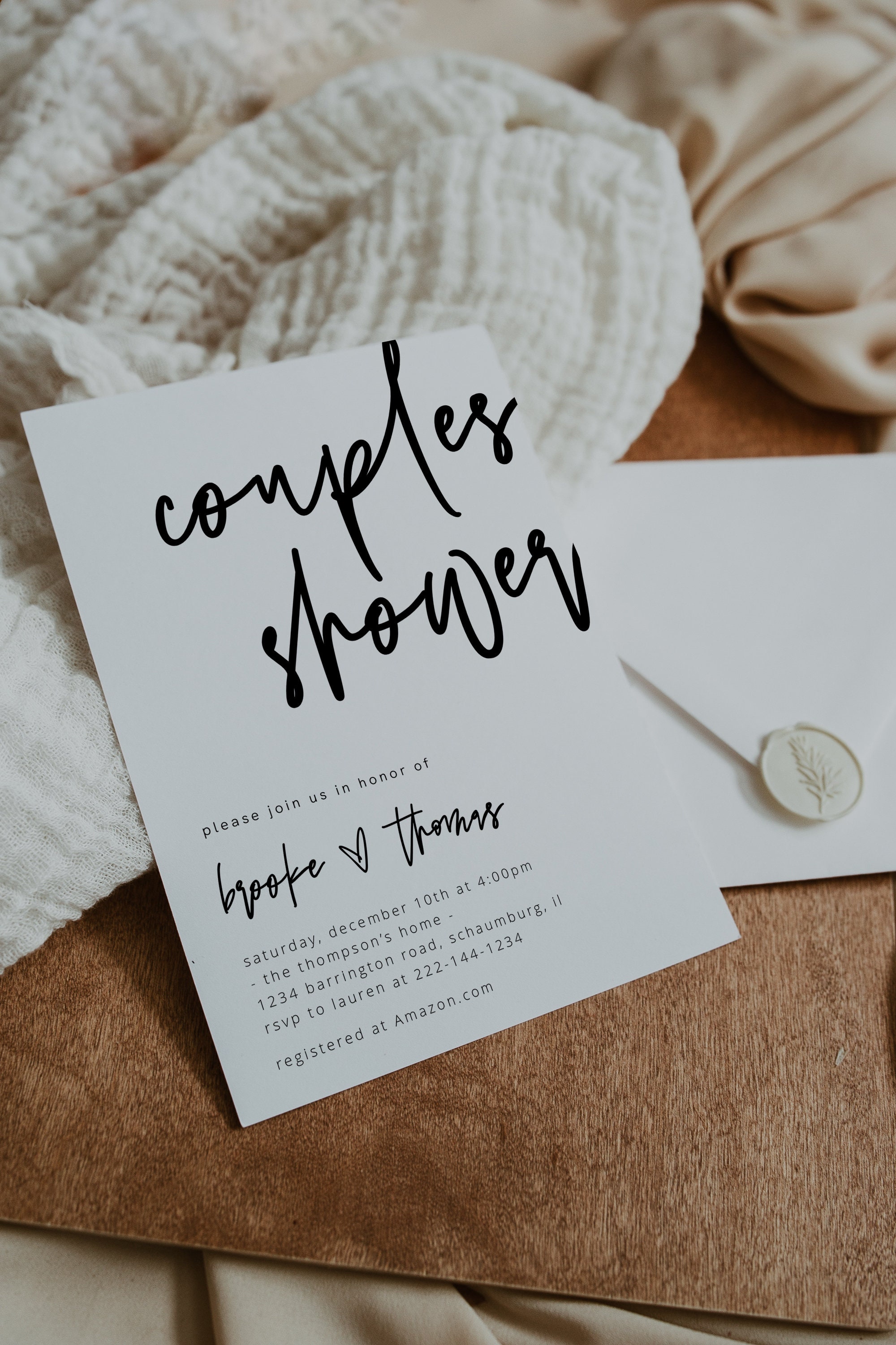 Modern Couple Shower Invitation Template Minimalist Couple - Etsy