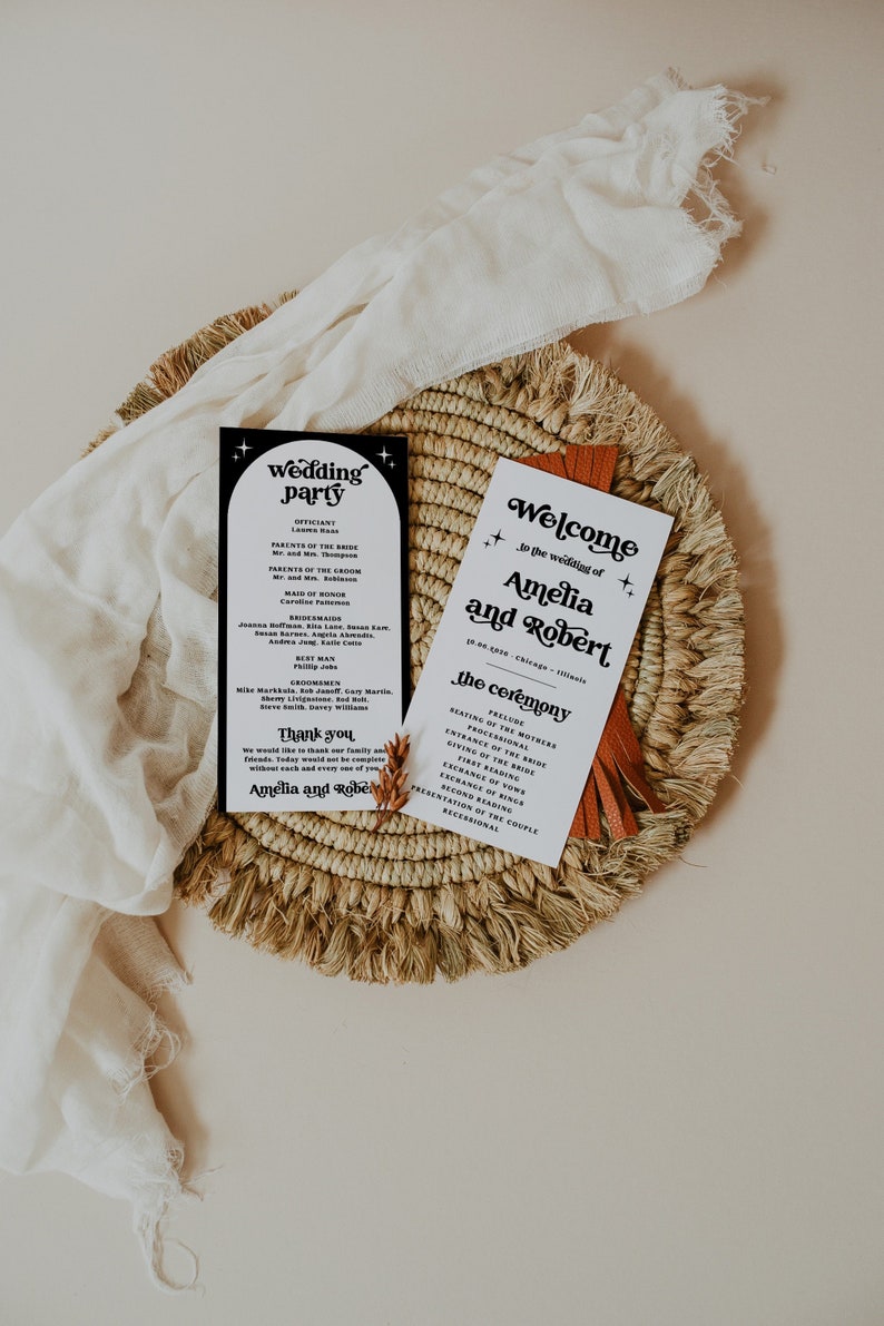 Retro Wedding Program Template Retro Wedding Program Groovy - Etsy