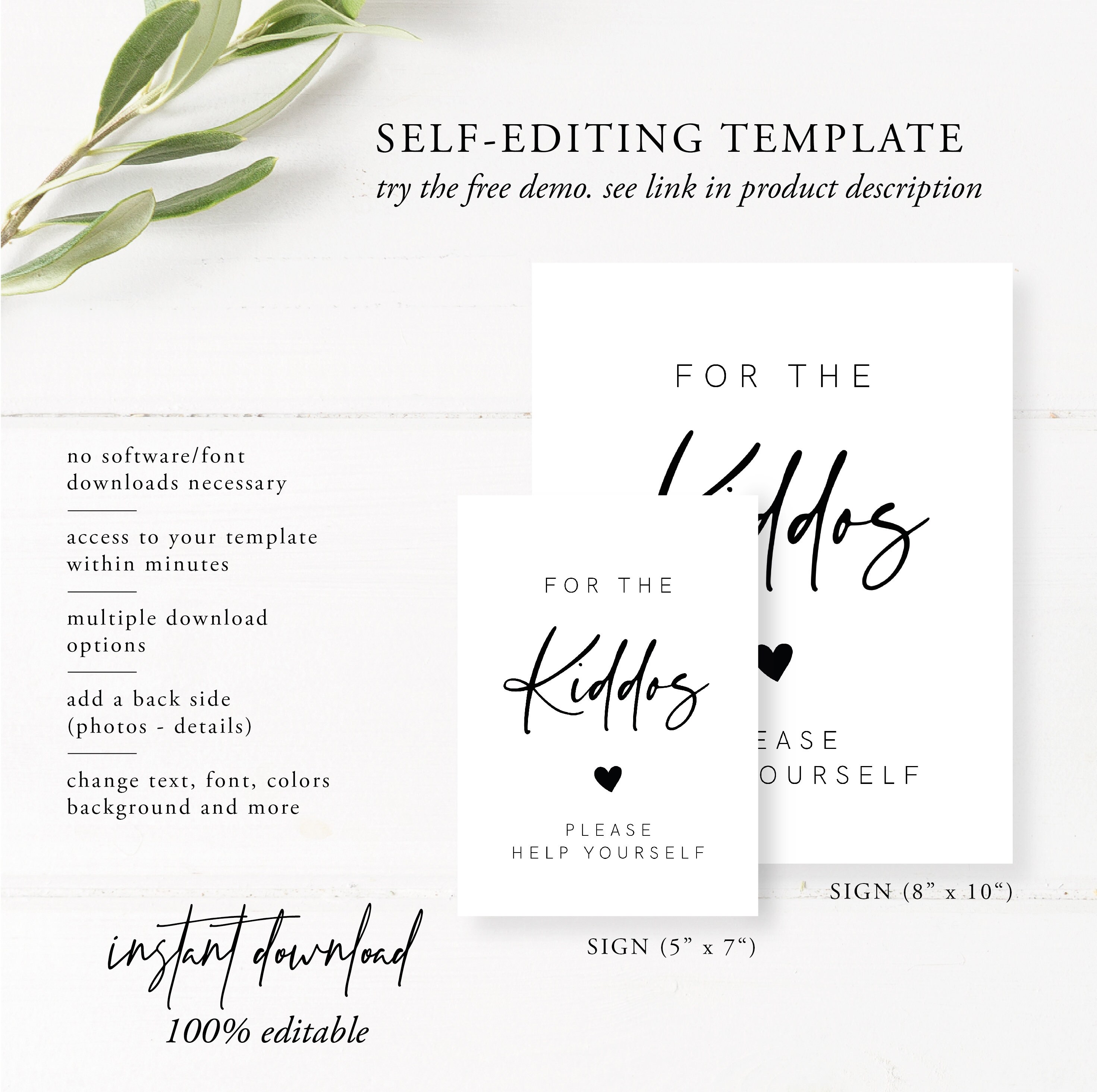 For the Kiddos Sign Template Kids Wedding Activities Table - Etsy