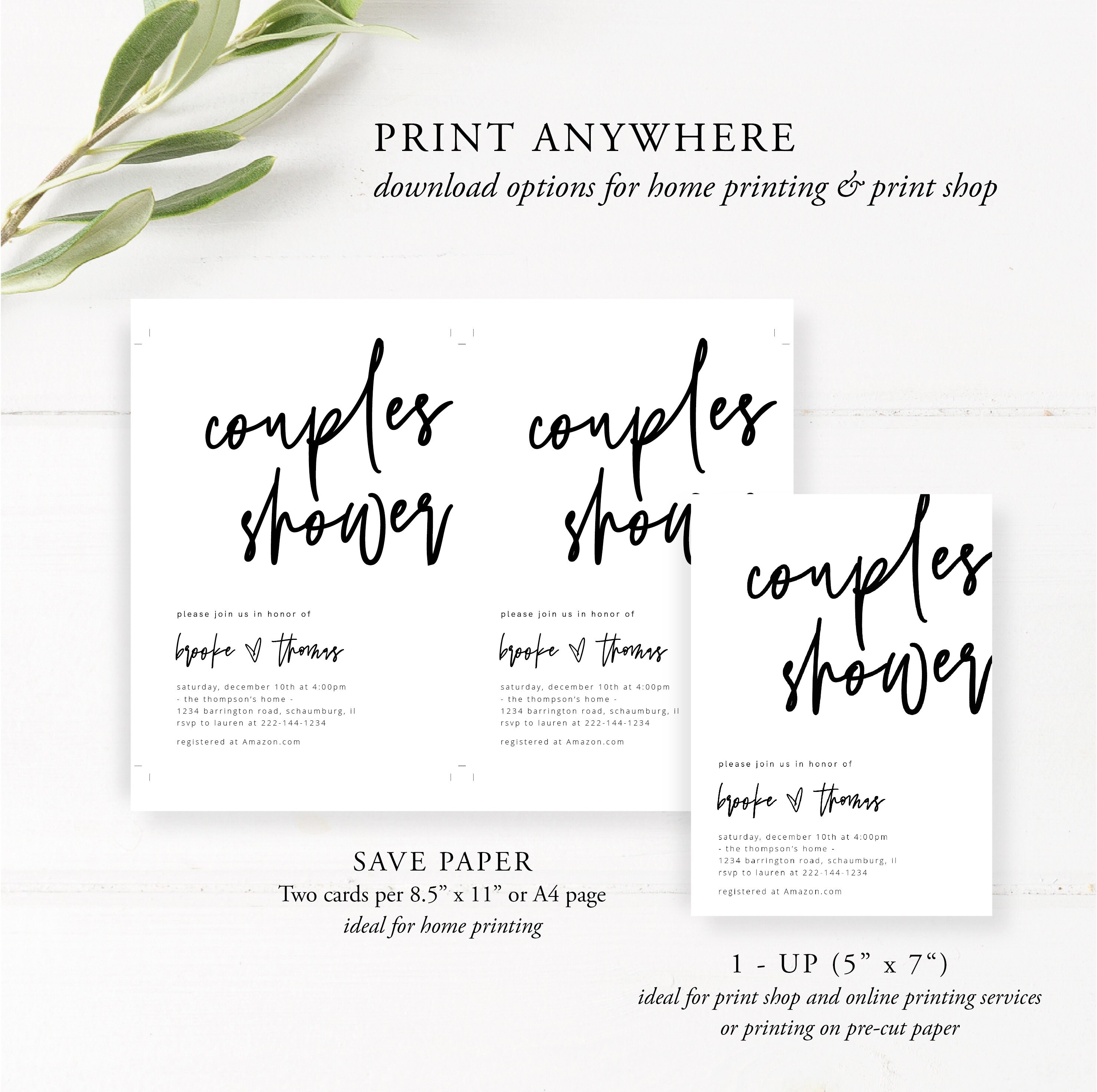 Modern Couple Shower Invitation Template Minimalist Couple - Etsy