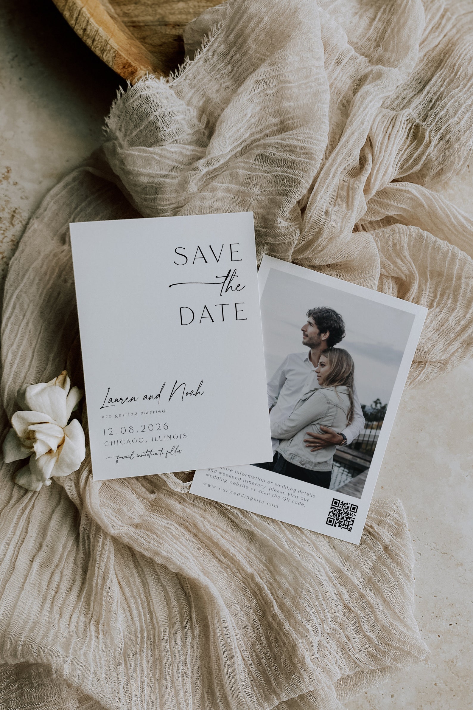 Minimalist Save the Date, QR Code Save the Dates, Modern Save the Date ...