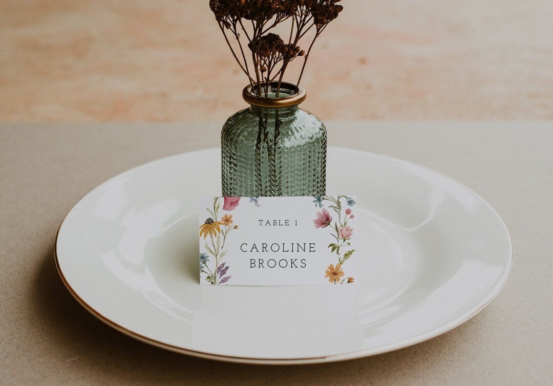 Wildflower Place Card Template, Printable Place Cards, Wildflower ...