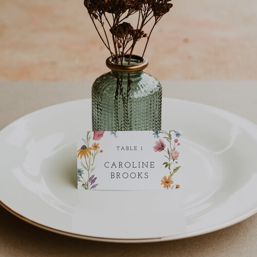 Wildflower Place Card Template Printable Place Cards - Etsy