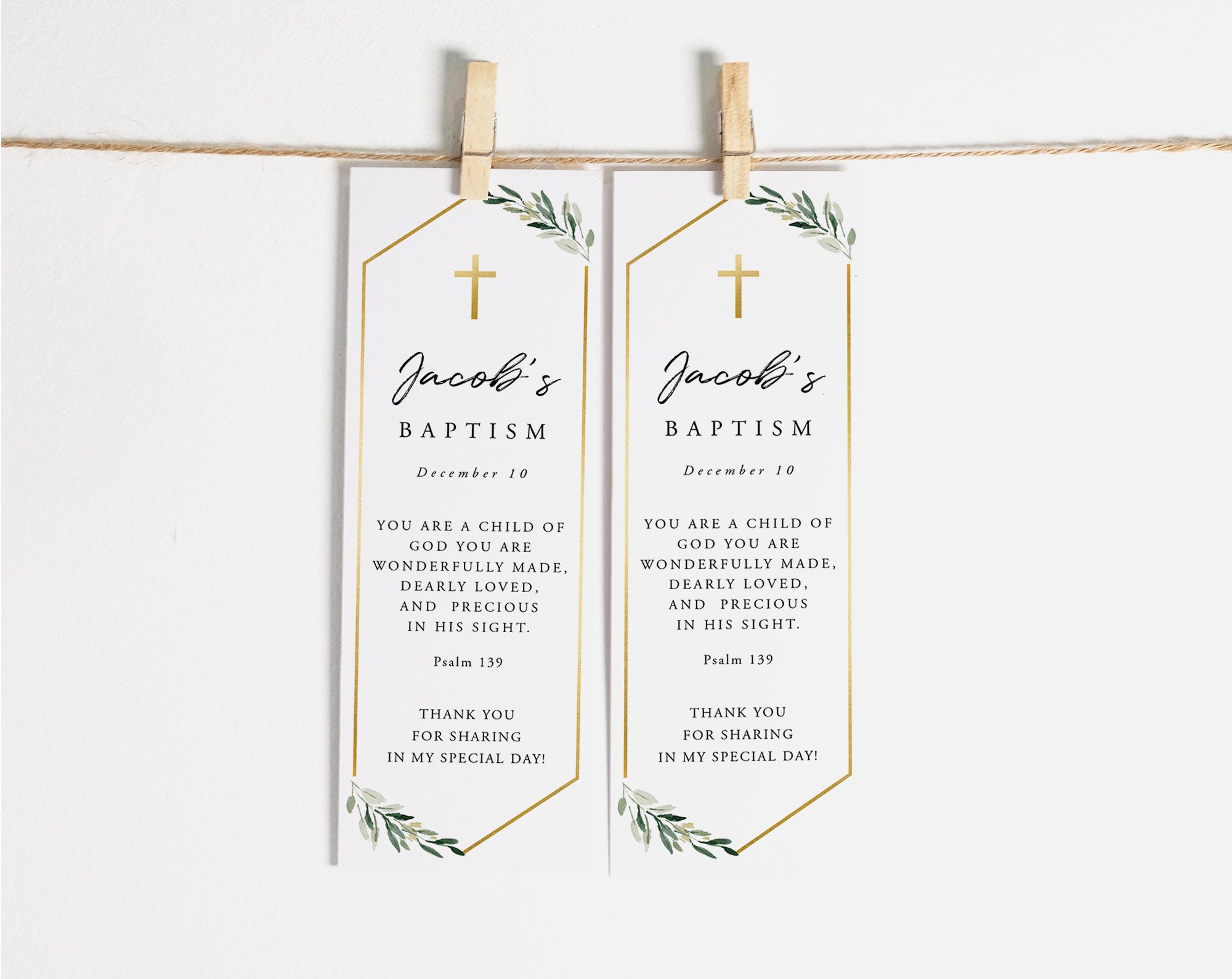 Baptism Bookmark Template Instant Download Editable Bookmark - Etsy