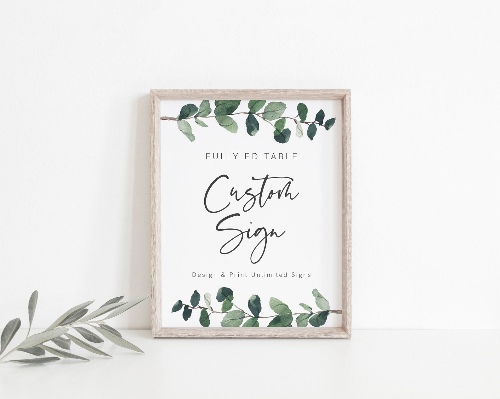 Greenery Custom Sign Template Greenery Baby Shower Table - Etsy