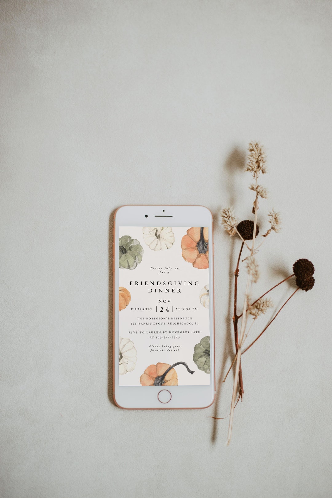 Thanksgiving Text Message Invitation Template, Electronic, Pumpkin ...