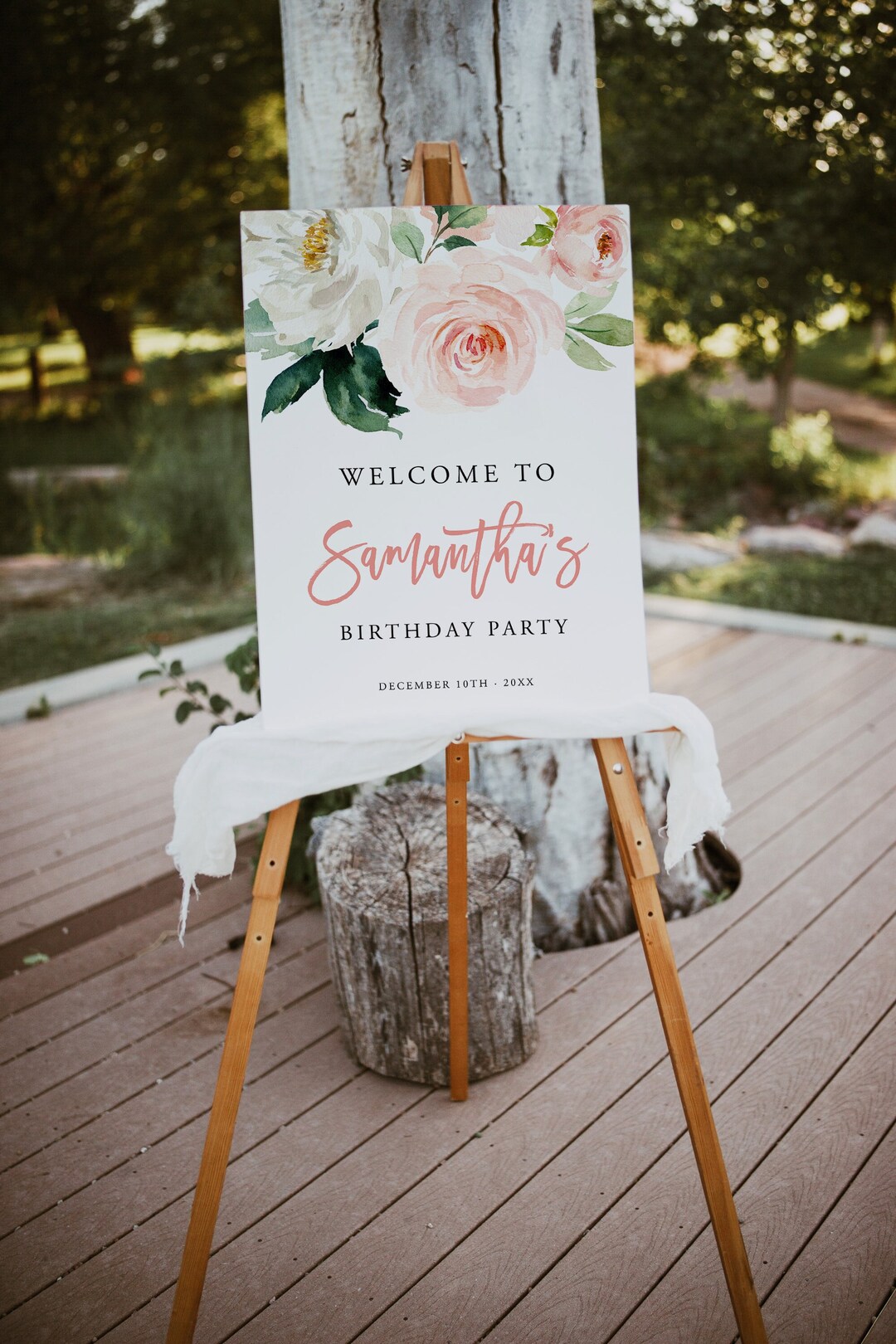 Floral Shower Welcome Sign Template, Flower Birthday Party Sign, Floral ...