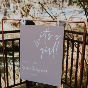 It's a Girl Welcome Sign Template, Modern Baby Shower Sign, Clean ...