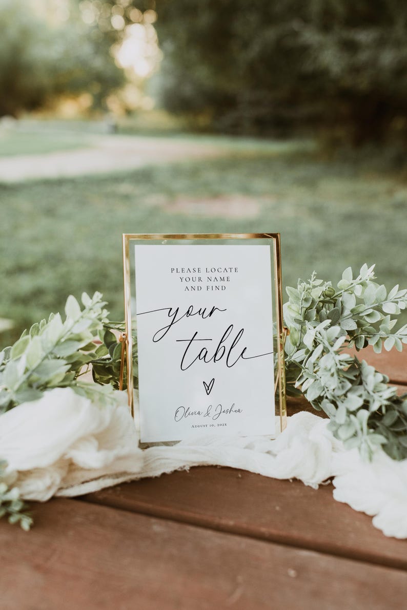 Find Your Table Sign, Please Find Your Seat, Locate Your Name, Place ...