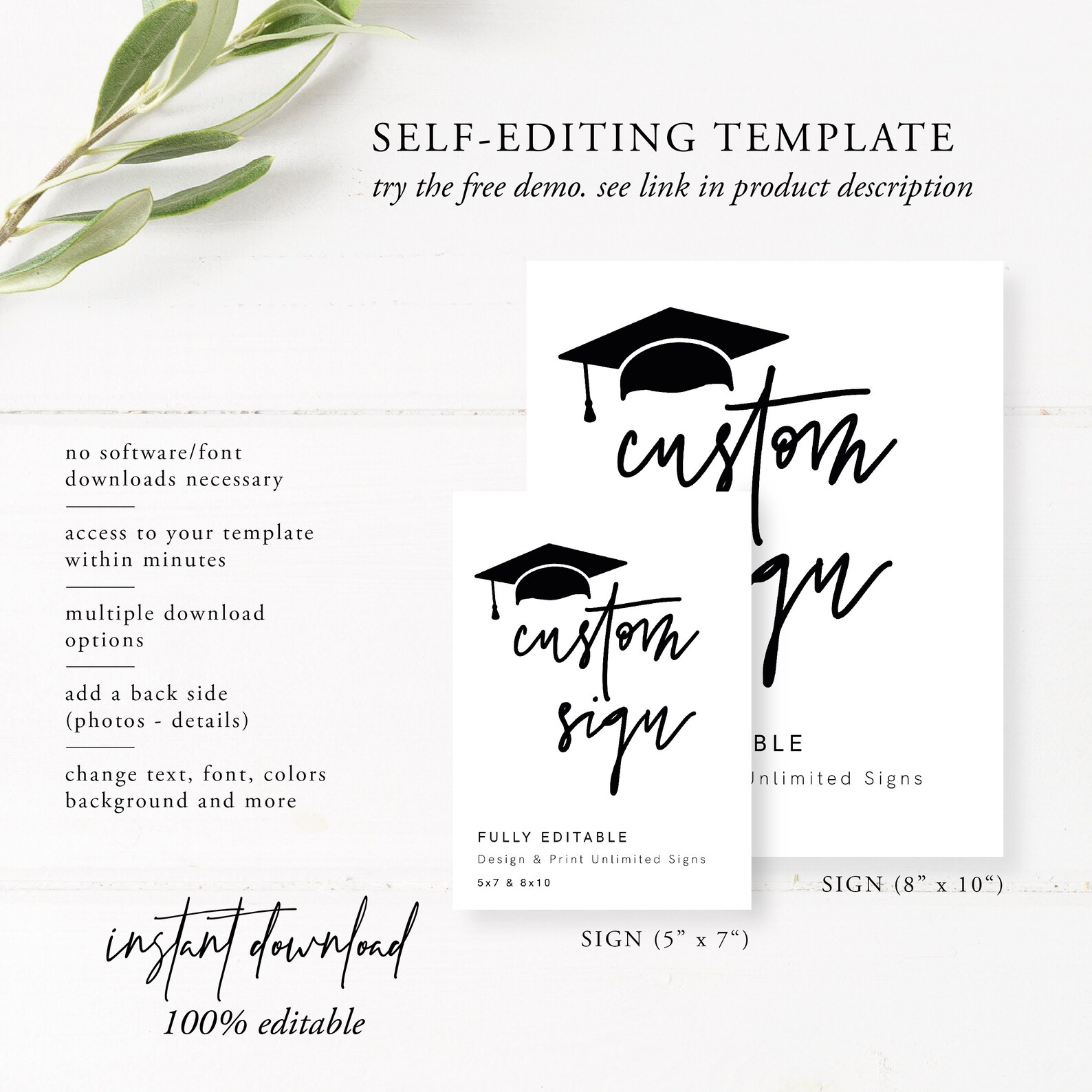 Graduation Sign Template Custom Sign Minimalist Graduation - Etsy