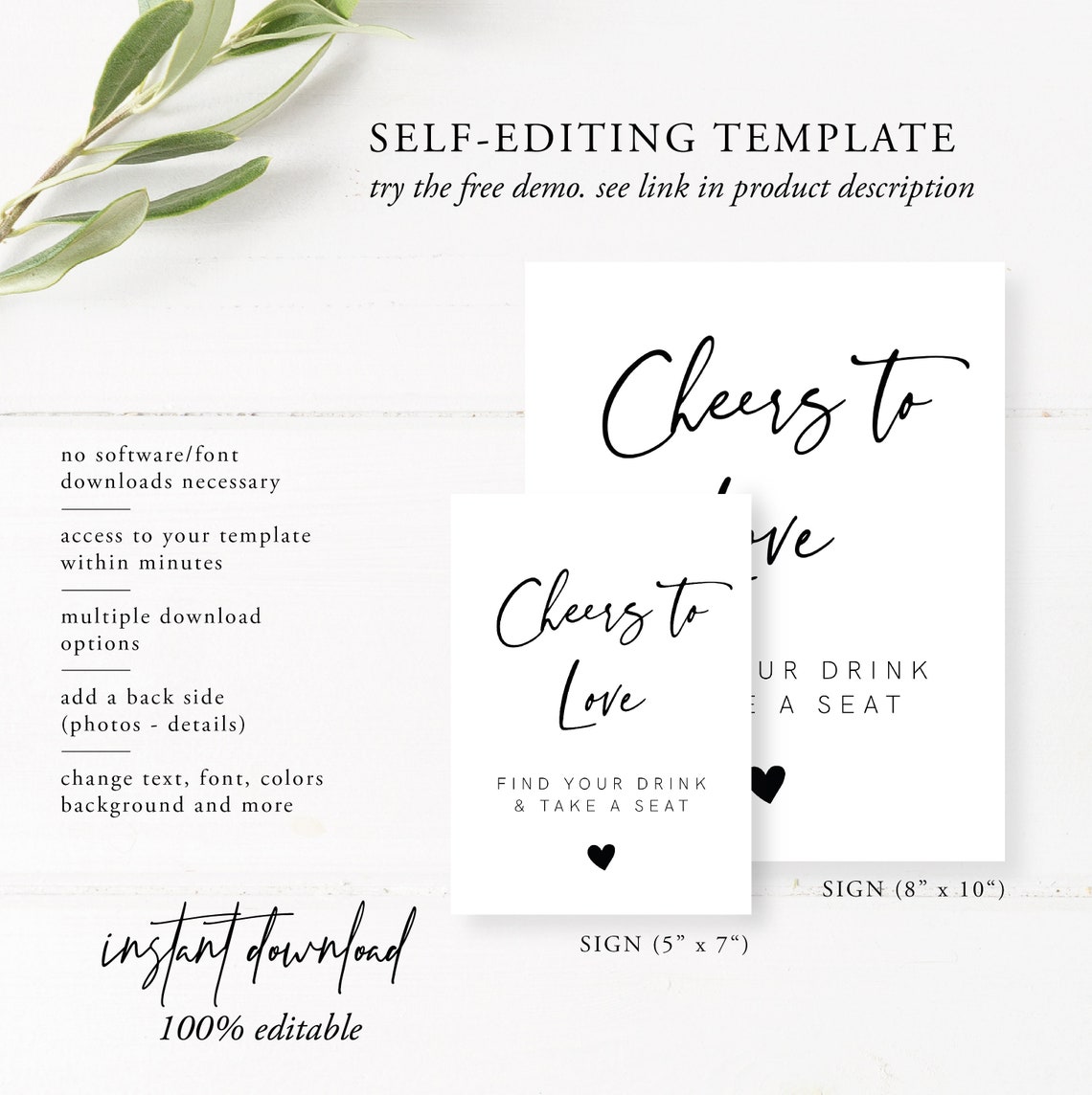 Cheers to Love Sign Template Find Your Drink and Take a Seat - Etsy