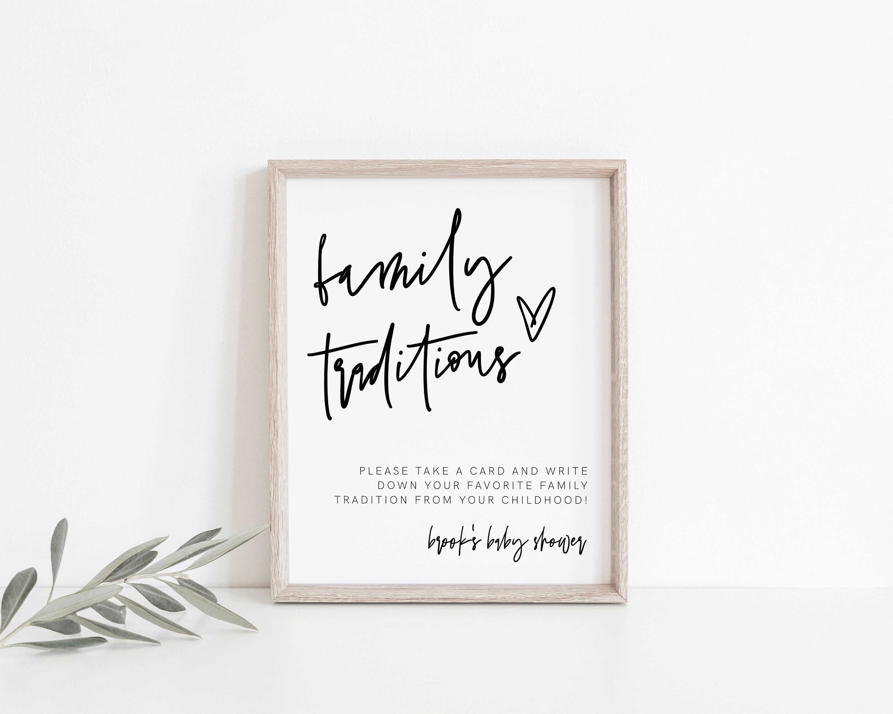 Family Traditions Sign and Card, Baby Shower, Share a Memory, Childhood ...