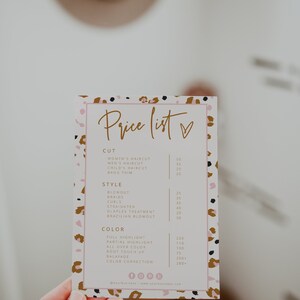 Leopard Price List Template, Animal Print Small Business Price List ...