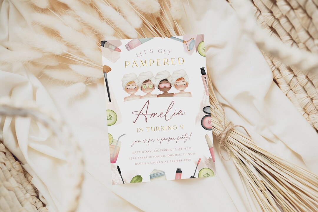 Pamper Party Invitation Template, Spa Birthday Party Invitation, Glam ...