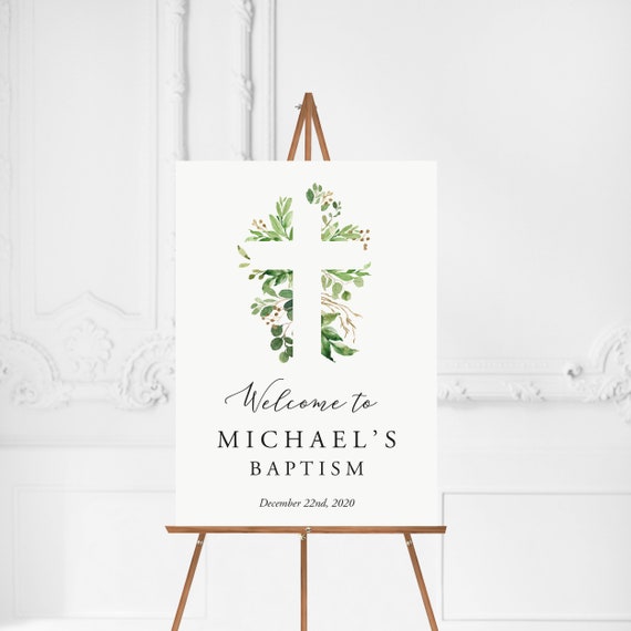 Baptism Welcome Sign Baptism Decorations Greenery | Etsy