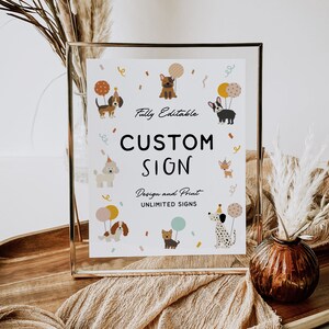 Dog Party Sign Template Custom Sign, Puppy Birthday Party, Modern Dog ...
