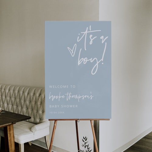 It's a Boy Welcome Sign Template Modern Baby Shower Sign - Etsy
