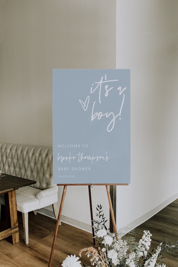 It's a Boy Welcome Sign Template Modern Baby Shower Sign - Etsy