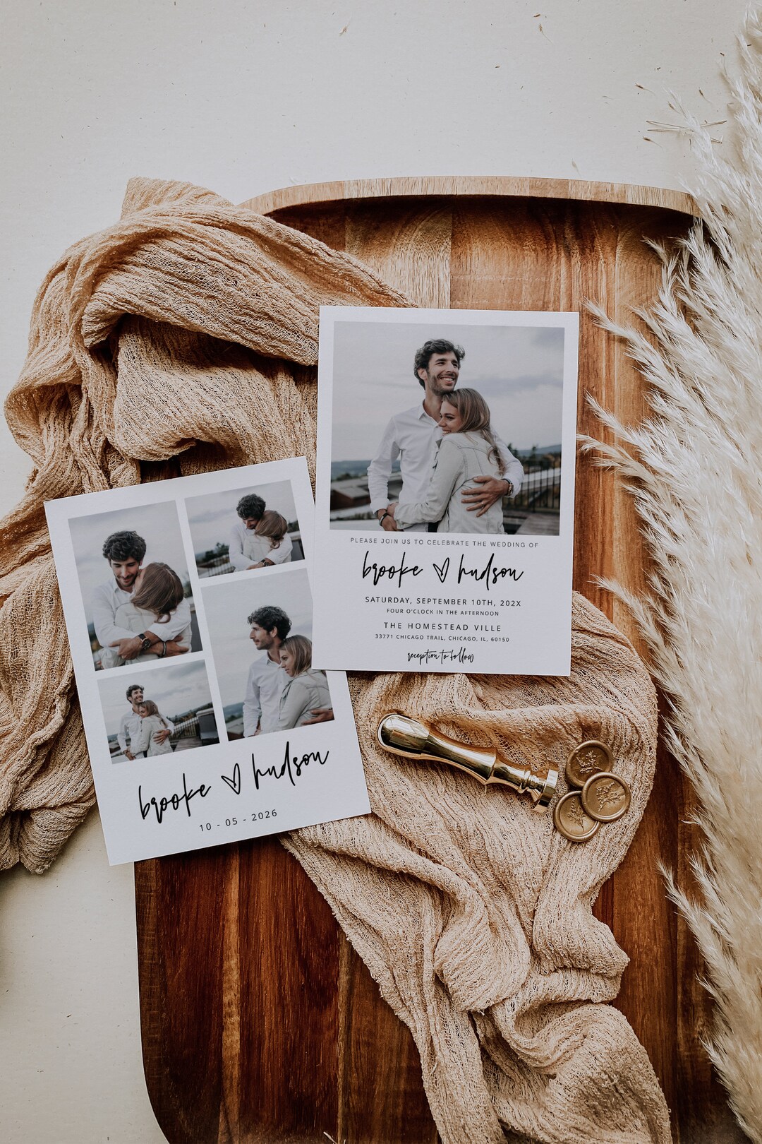 Wedding Invite Card Template, Photo Collage Invitation, Instant ...