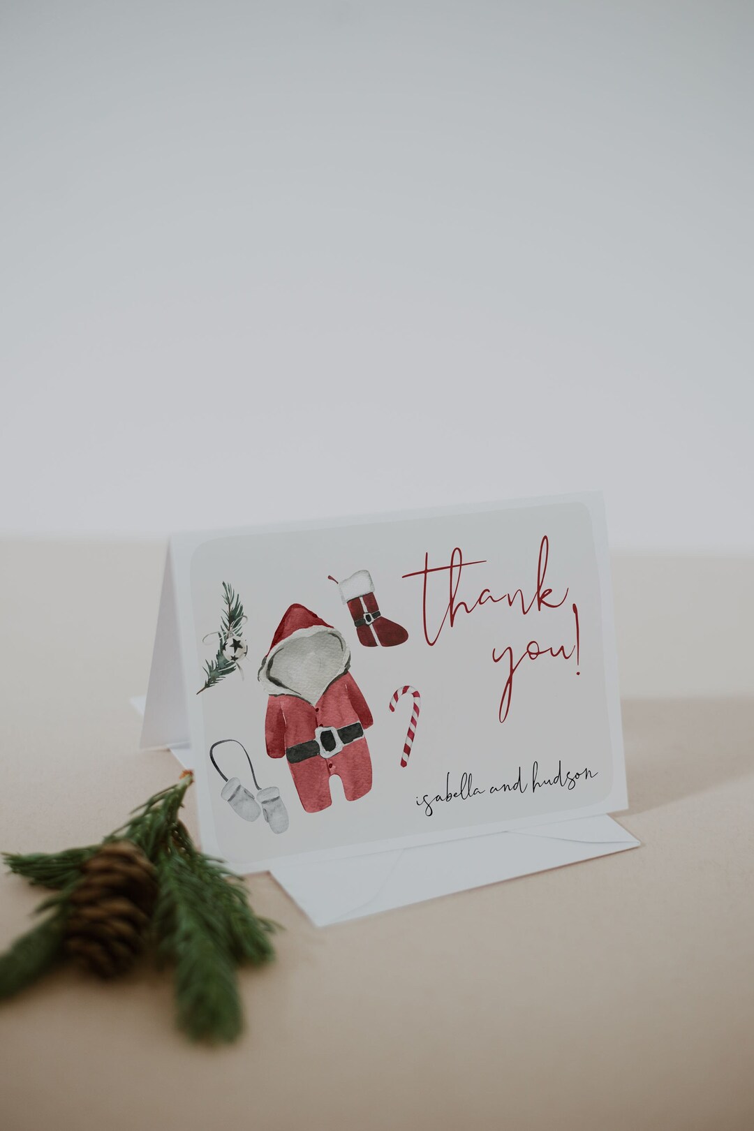 Holiday Baby Shower Thank You Card, Winter Baby Shower Thank You, Santa ...
