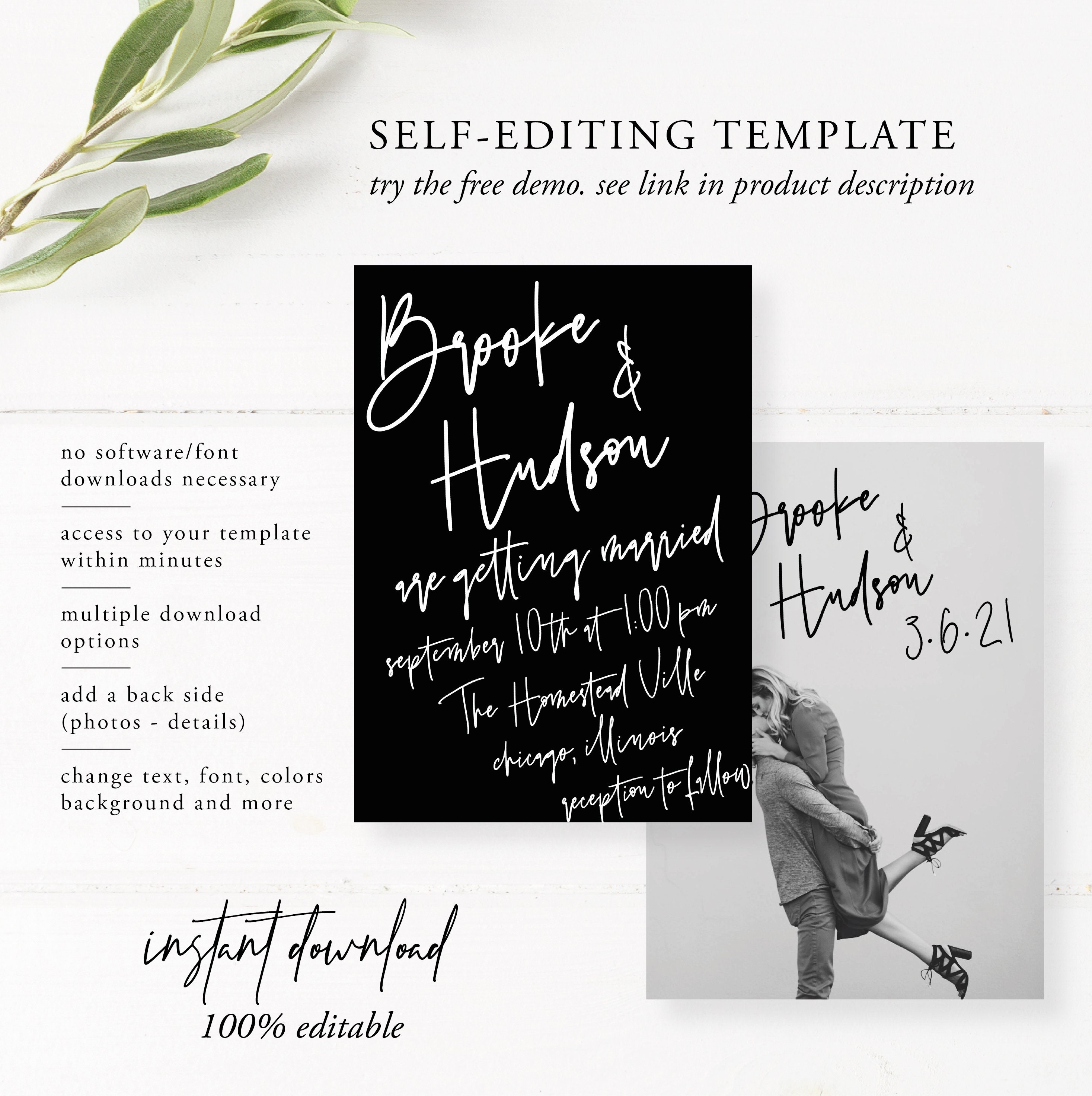 Modern Wedding Invitation Template Modern Wedding Invitation | Etsy