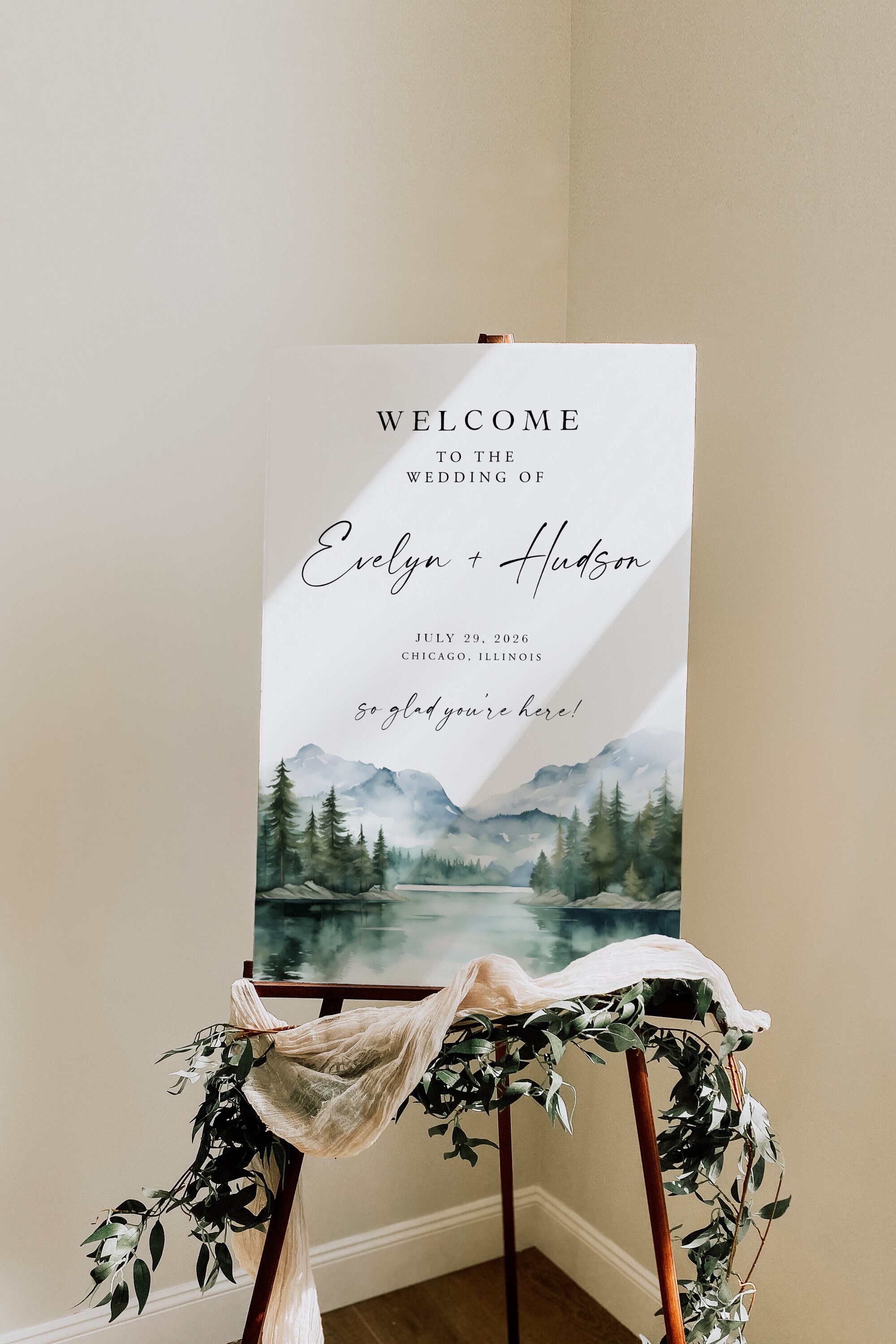 Mountain Welcome Sign, Woodland, Printable Wedding Rustic Mountain ...