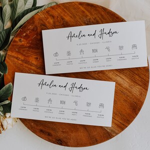 Minimalist Wedding Timeline Template, Wedding Timeline Card, Event ...