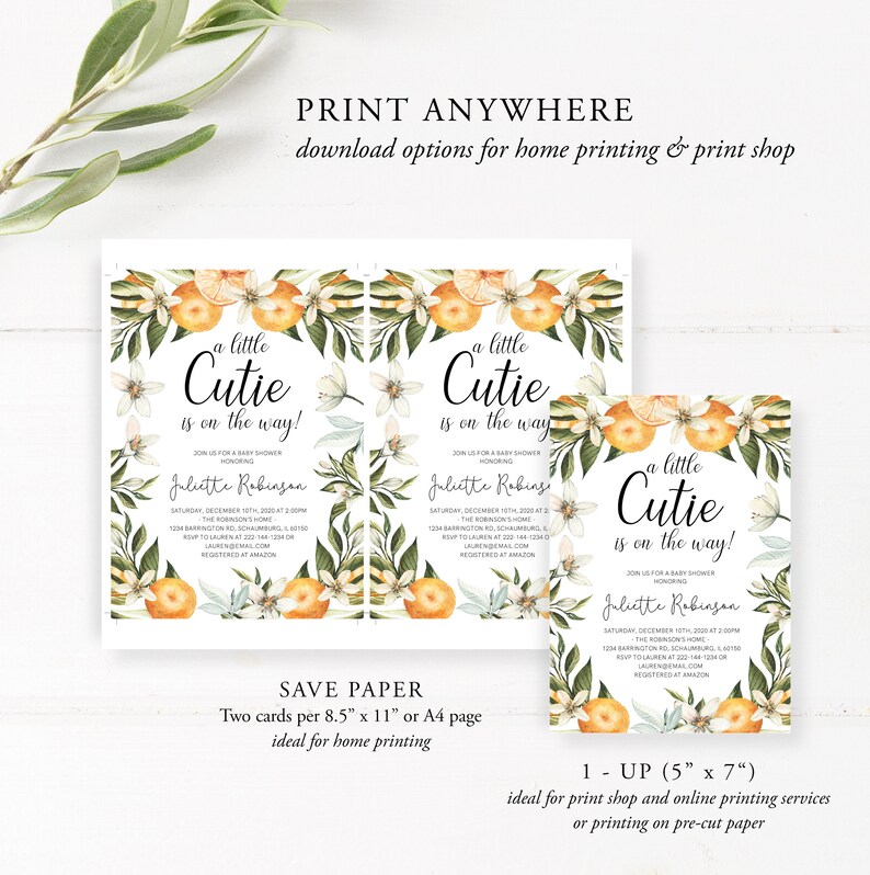 Citrus Baby Shower Invitation Set Template Baby Shower - Etsy